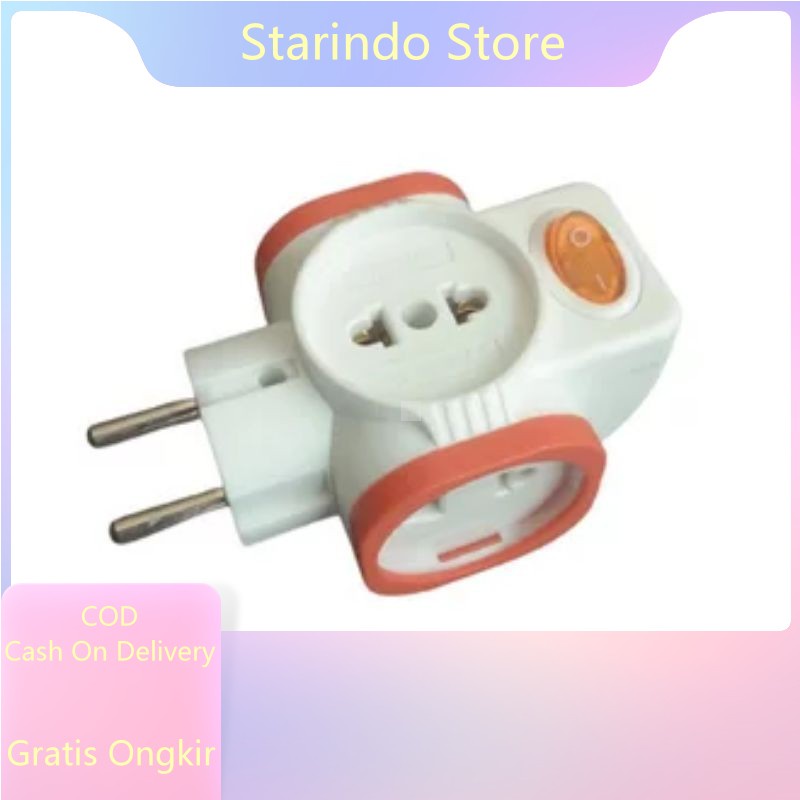 Jual Colokan T Arde Cabang Empat Switch On Off 317S/ Stop Kontak ...