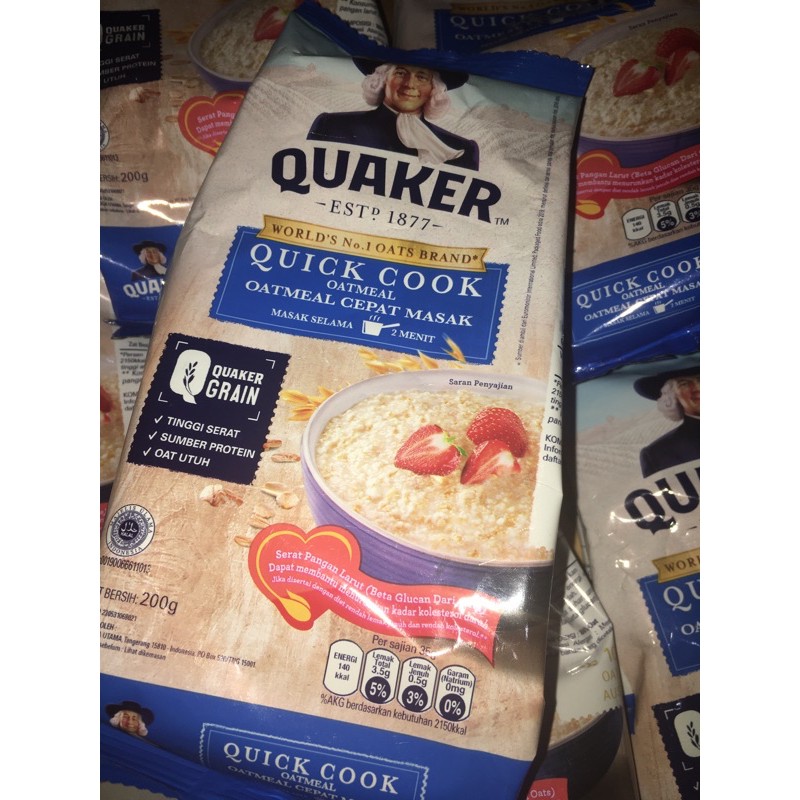 Jual Quaker Oat Oatmeal Quick Cook 200gr Quacker Oat | Shopee Indonesia