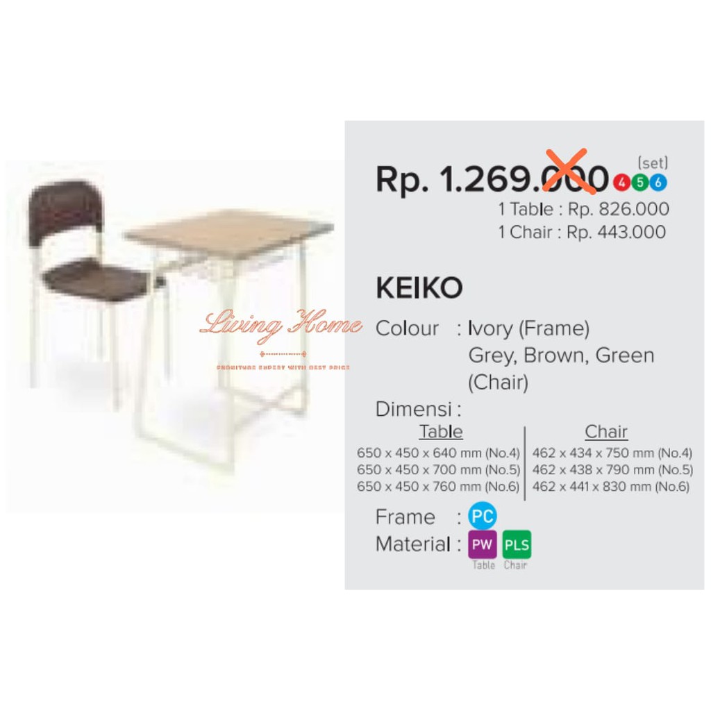 Jual Kursi Lipat Chitose Keiko School Table Chair Bangku Susun Meja ...