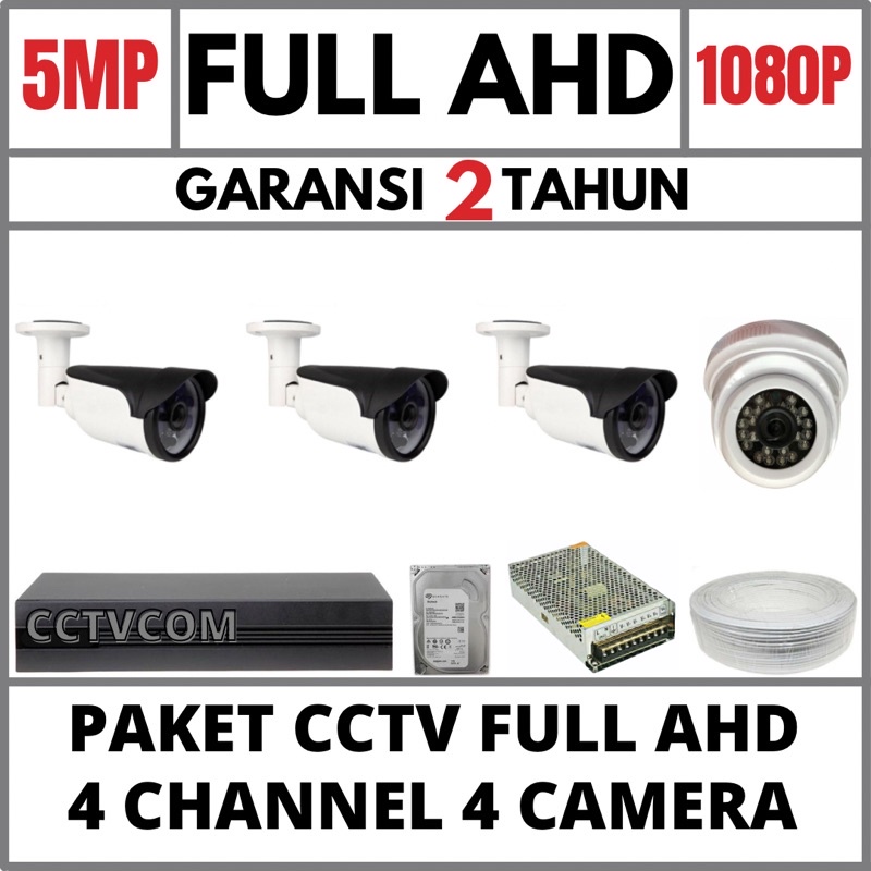 Jual PAKET CCTV 4 CHANNEL 4 CAMERA FULL AHD 1080P IR SONY KOMPLIT ...