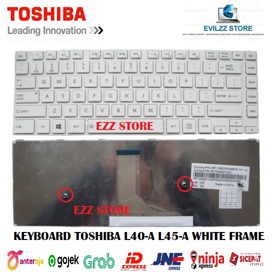 Jual KEYBOARD TOSHIBA L40A L40-A L40D-A L40T-A L45A L45-A AEMTCU00010-US MP-11B23US-920B WHITE ...