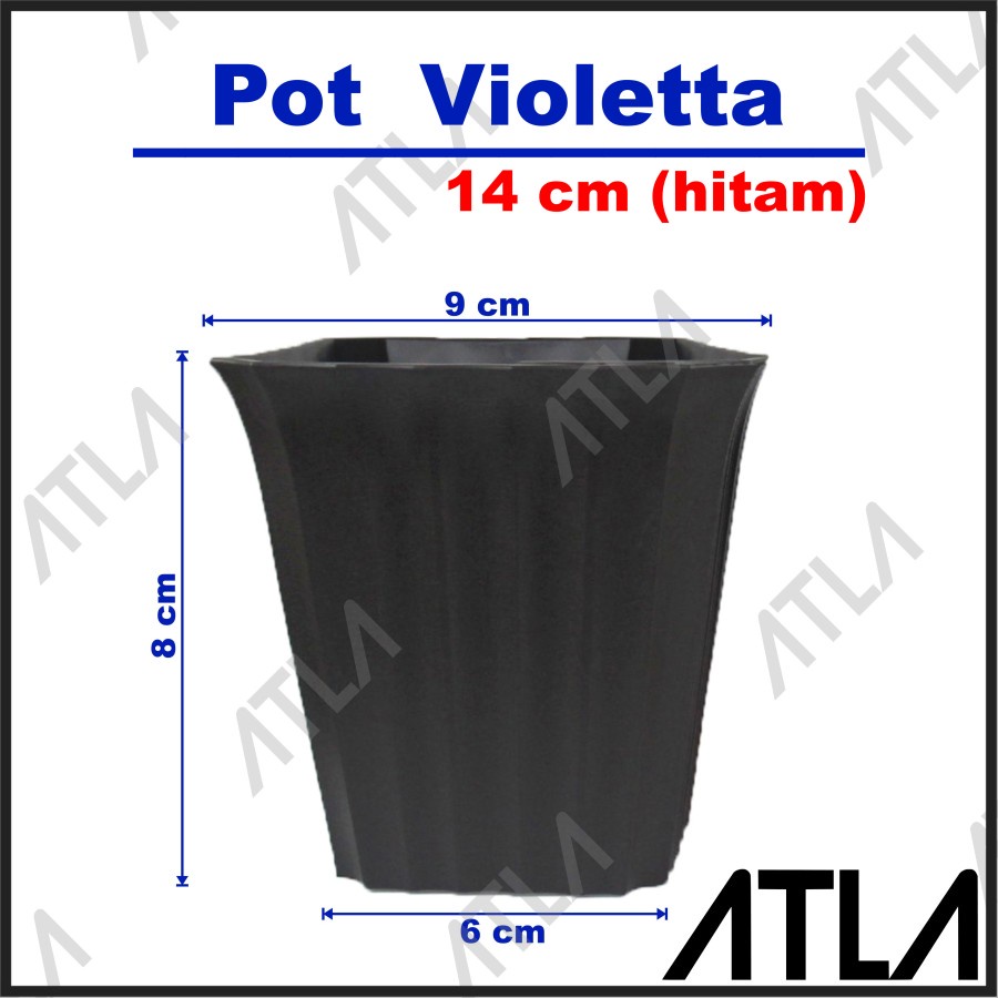 Jual Pot Bunga Segi Violetta 14 cm Hitam Vas Tanaman Hias Hidroponik ...