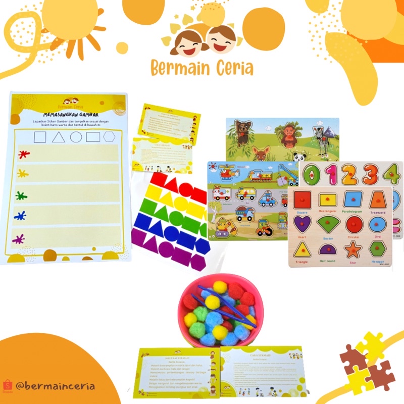 Jual PO Permainan anak Usia 12-24 keatas (Sortir pompom, Worksheet ...
