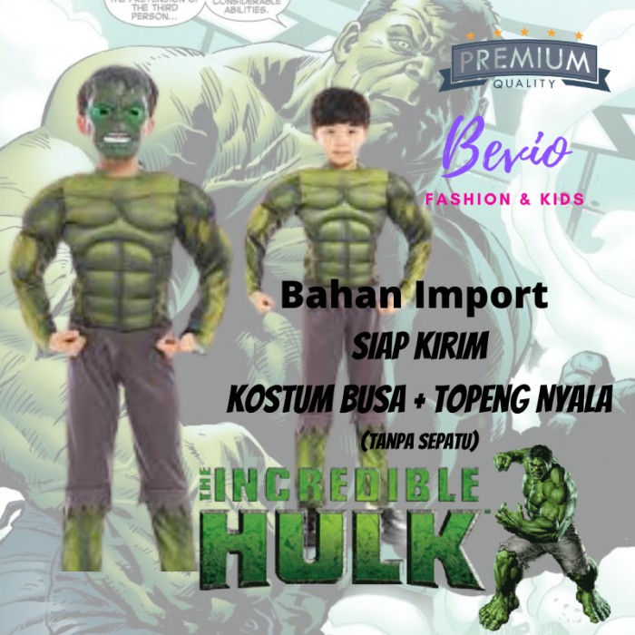 Jual Kostum Superhero Anak Hulk Import Busa Otot Baju Laki Costume ...