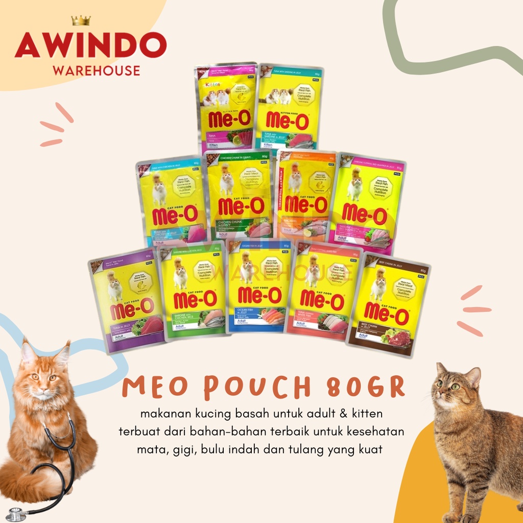 Jual MEO POUCH 80GR - Me-o Sobek Sachet Makanan Basah Kucing Cat Kitten ...