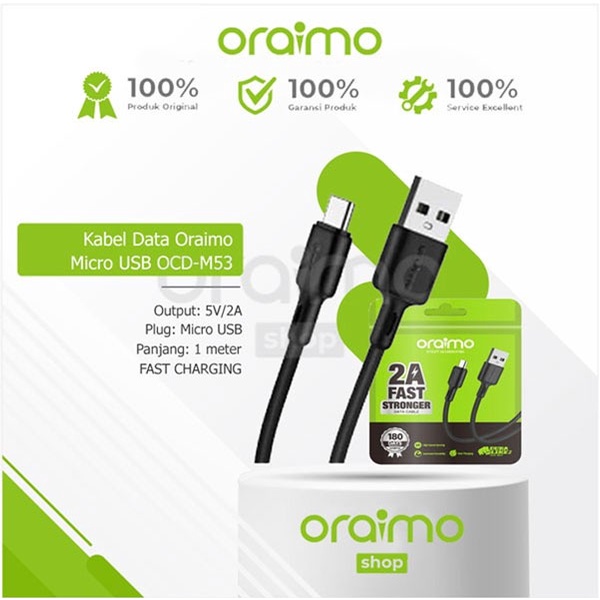 Jual Kabel Data Oraimo Micro USB OCD-M53 | Shopee Indonesia