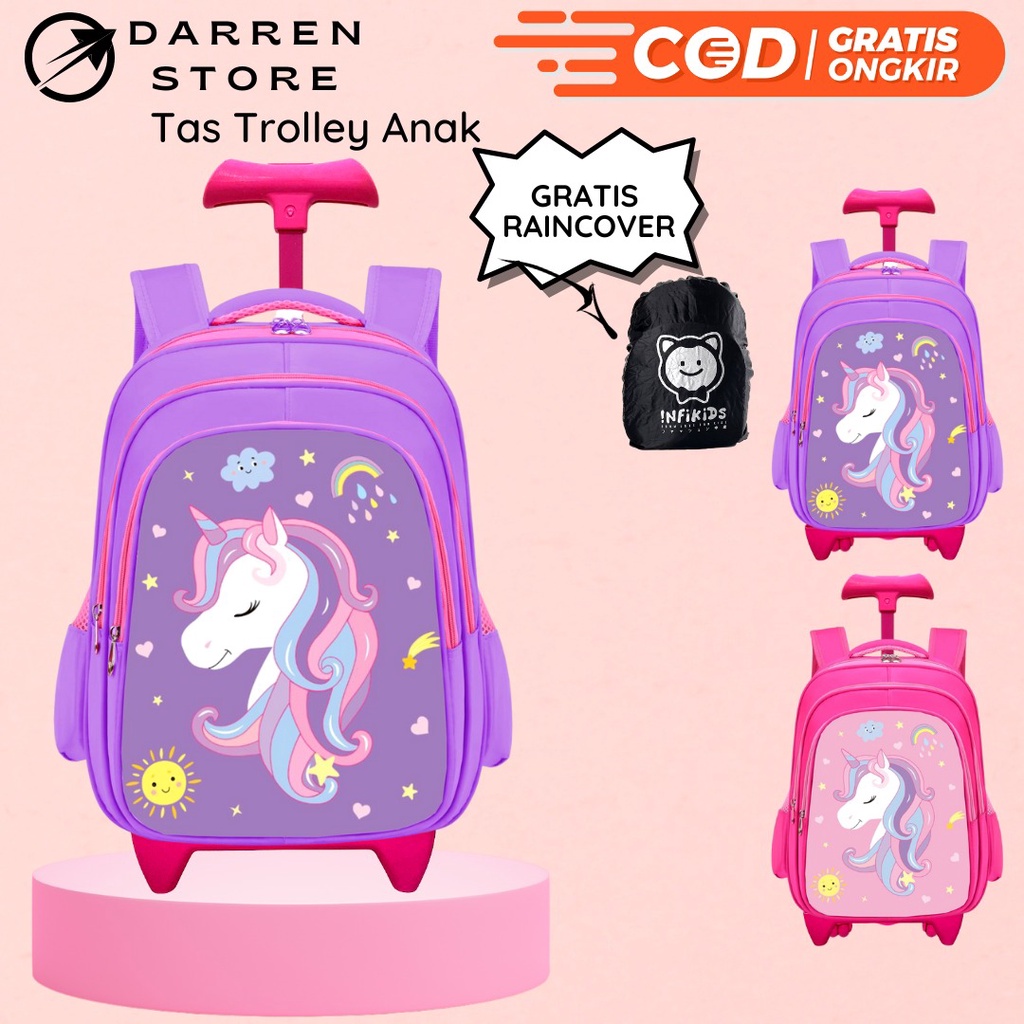 Jual Darren store tas koper anak perempuan gambar timbul tas ransel anak perempuan sekolah sd ...