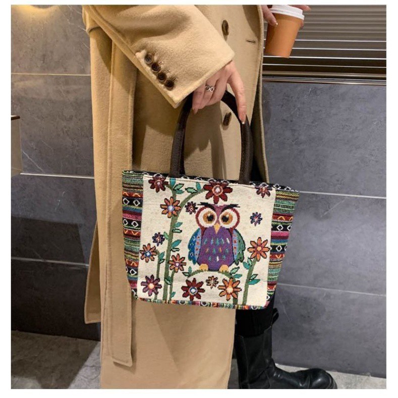 Jual Tas Rajut Fashion Owl (Bahan kanvas) | Shopee Indonesia