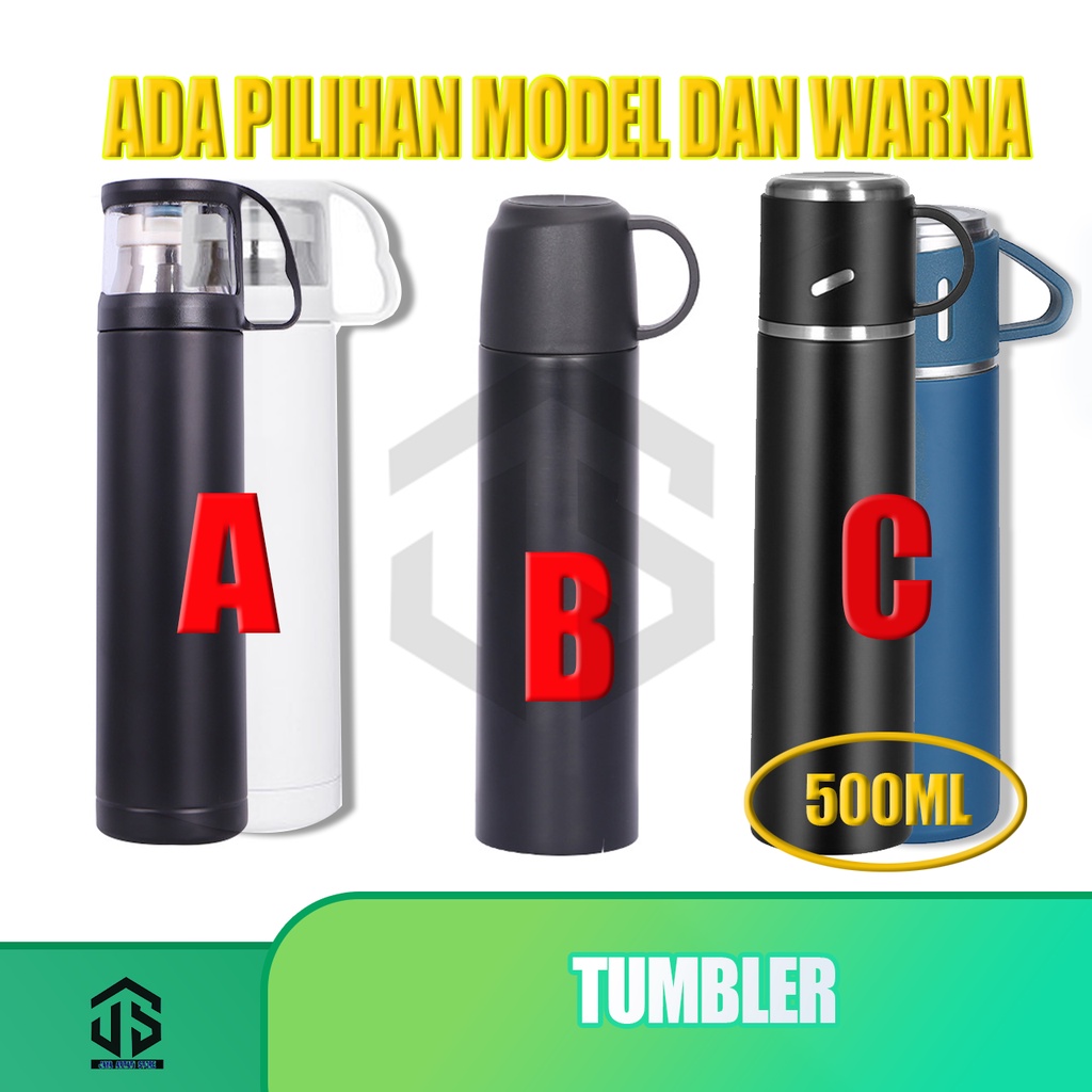 Jual BOTOL MINUM TUMBLER TERMOS STAINLESS 500ML WITH CUP THERMOS KOPI ...