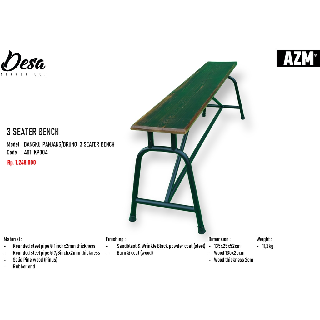 Jual Bench Kursi Bangku panjang Industrial Furniture Interior Bruno ...