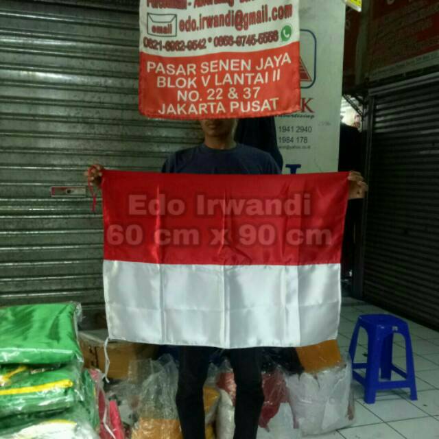 Jual Bendera Merah Putih Bahan Satin Premium Ukuran 60 cm x 90 cm Ready Stock Berkualitas ...