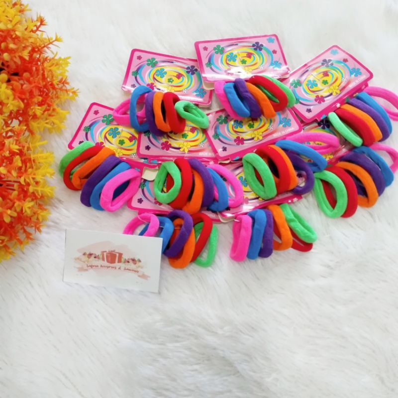 Jual Ikat rambut donat warna warni / tali rambut donat isi 6pcs/pack ...