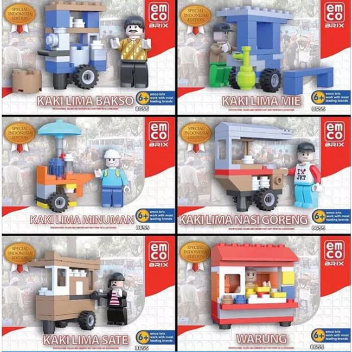 Jual Emco Lego Brix Special Edition Indonesia Pedagang Kaki Lima - Set 6 | Shopee Indonesia