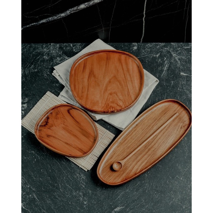 Jual Dorado Natural Wooden Platter Oval / Piring Wadah Saji Kayu ...