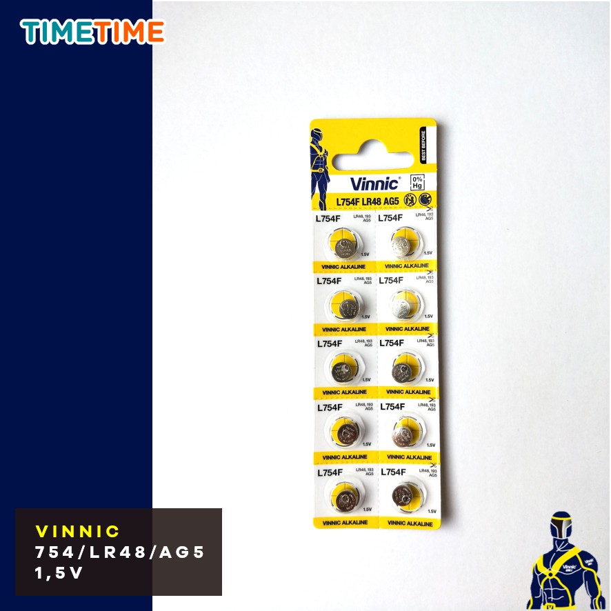 Jual Baterai AG5 LR48 LR754 Merk Vinnic Asli Original Battery 1,5V ...