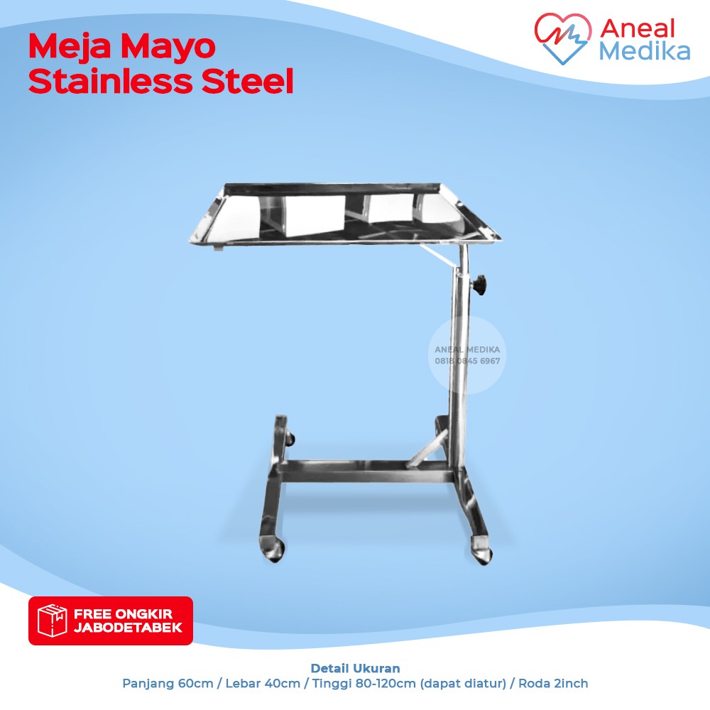 Jual Meja Mayo - Meja Makan Pasien - Over Bed Table Stainless Steel ...