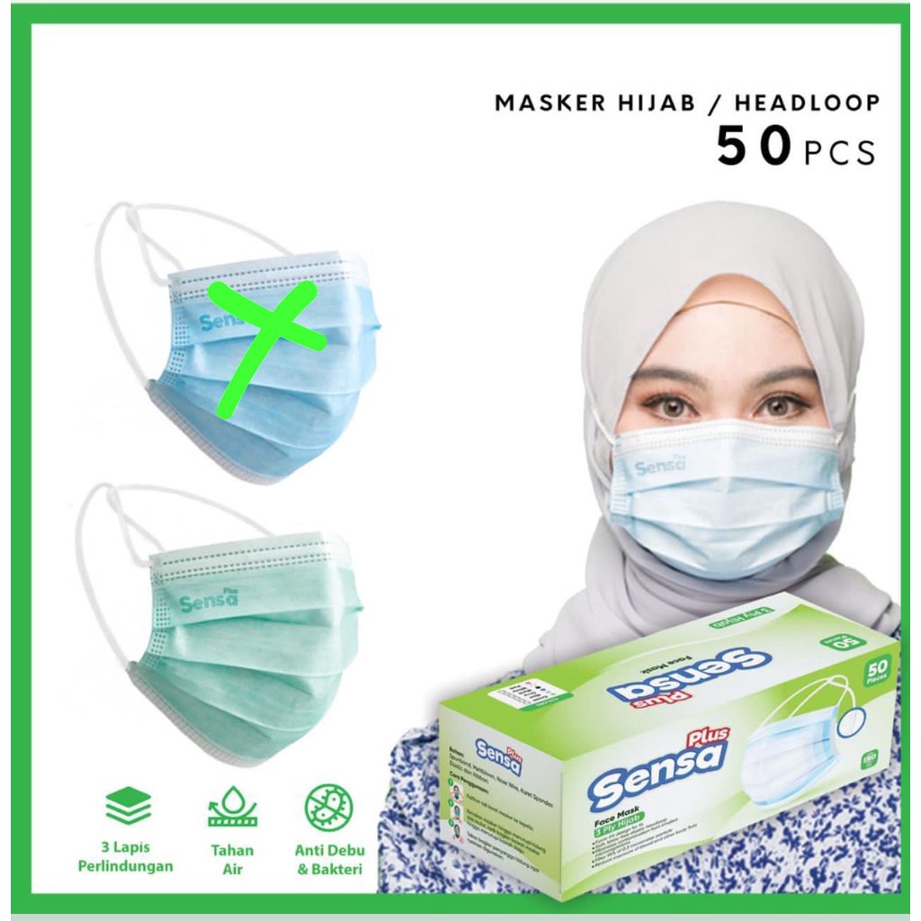 Jual SENSA PLUS 3PLY MASK BOX ISI 50 - MASKER 3PLY EMBOS SENSA PLUS ...