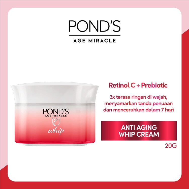 Jual Ponds Age Miracle Anti Aging+Glowing Whip Day Cream 20G | Shopee ...