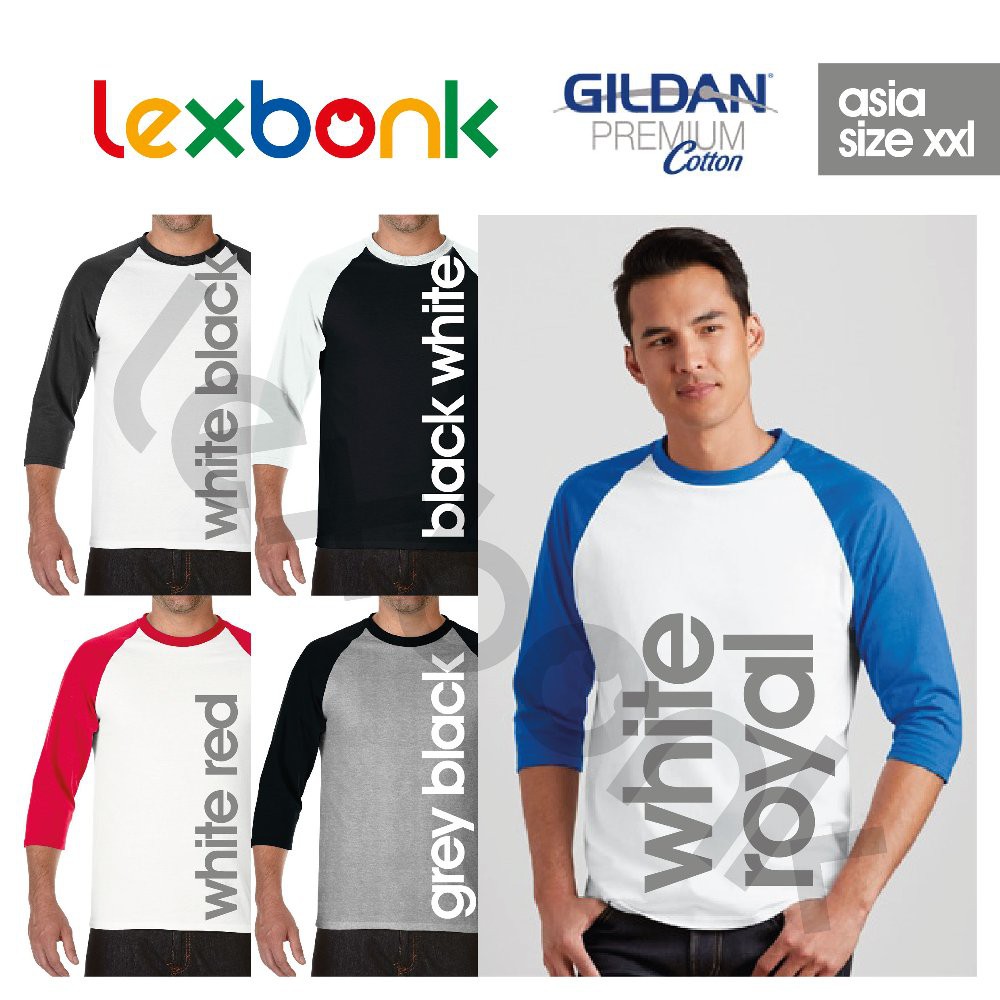 Jual Dijual Kaos Polos GILDAN Raglan Lengan 3 4 Big Size XXL Murah ... Jual Dijual Kaos Polos GILDAN Raglan Lengan 3 4 Big Size XXL Murah ...