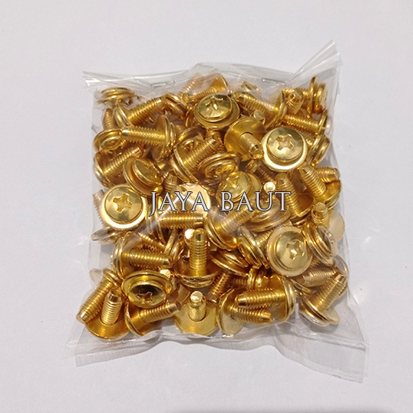 Jual 1 Pak Baut Body Yamaha 6x18 Gold / Baut Body Motor Yamaha Gold ...