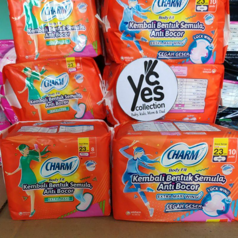 Jual Pembalut wanita charm carm body fit 7 & 10 pads wing non wings ...