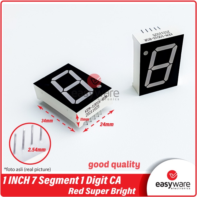 Jual 7 Segment 1 INCH CA Super Bright KEM Original LED SEVEN SEGMENT ...