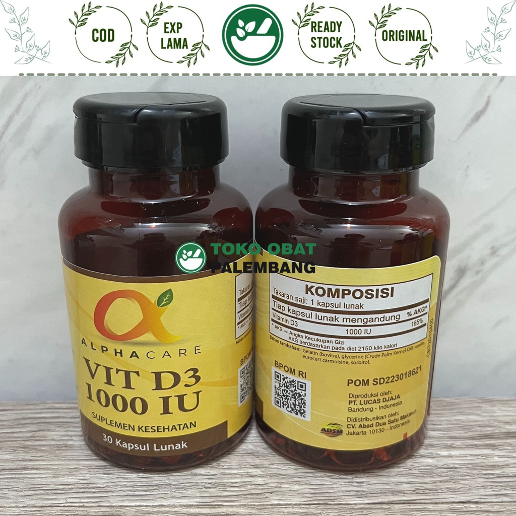 Jual ALPHACARE VIT D3 1000 30 KAPSUL LUNAK ALPHA CARE VITAMIN D3 1000IU ...
