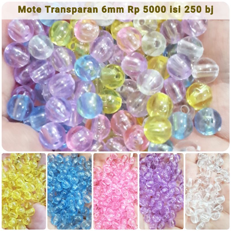 Jual 250 Biji Mote 6mm Transparan Mote Bulat Kaca 6mm Manik manik Mote ...