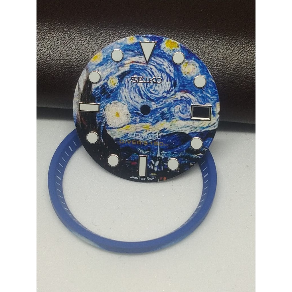 Jual Dial Seiko Mod Maker Blue Kanagawa Wave With Chapter Ring | Shopee ...