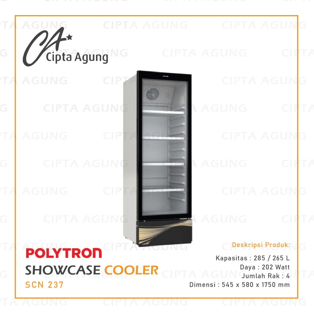 Jual SHOWCASE COOLER 285 L 4 RAK POLYTRON SCN-237 SCN237 SCN 237 [BDG ...
