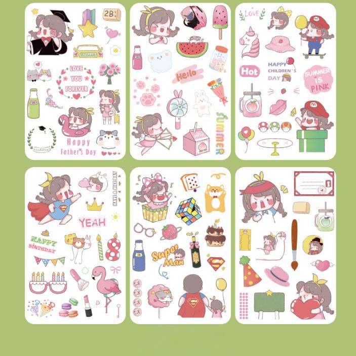 Jual 1 Lembar Sticker Kartun Korea Lucu aesthetic Ukuran Besar | Stiker ...