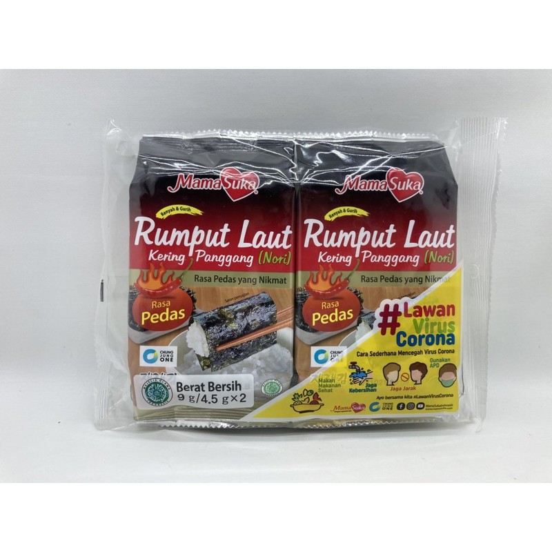 Jual Mama Suka RUMPUT LAUT Nori Rasa PEDAS 2x4,5g barcode 8995102708171 ...