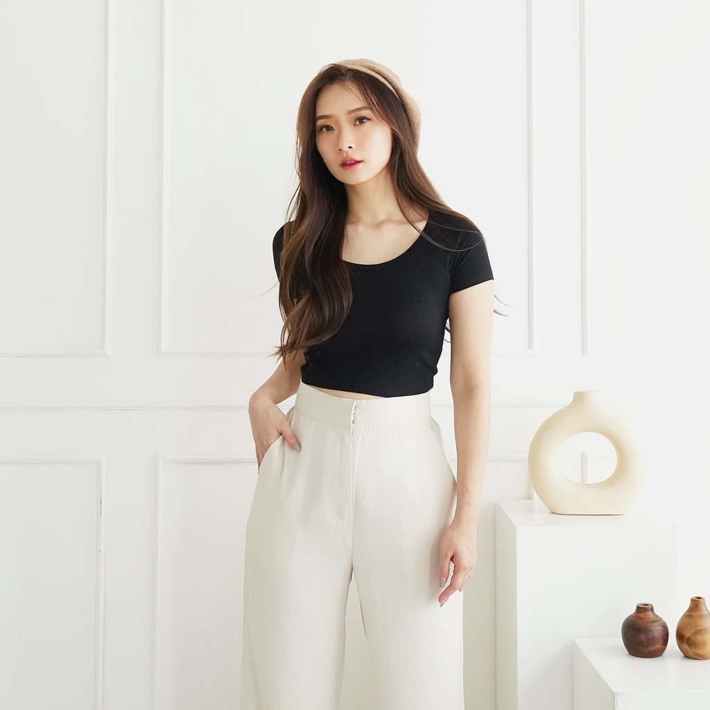 Jual Kaos Casual Sexy Crop Top Kaos Crop Tee Baju Atasan Wanita 083 7273