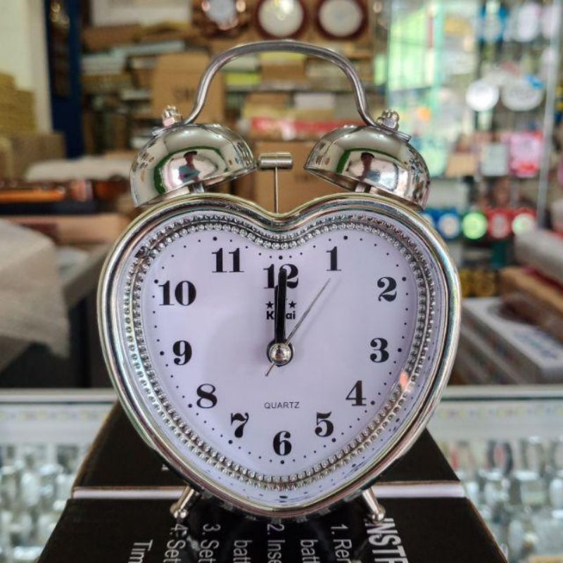 Jual Jam Beker Alarm Jam Weker Kring silver Besi Lonceng Jam Meja Bonus ...