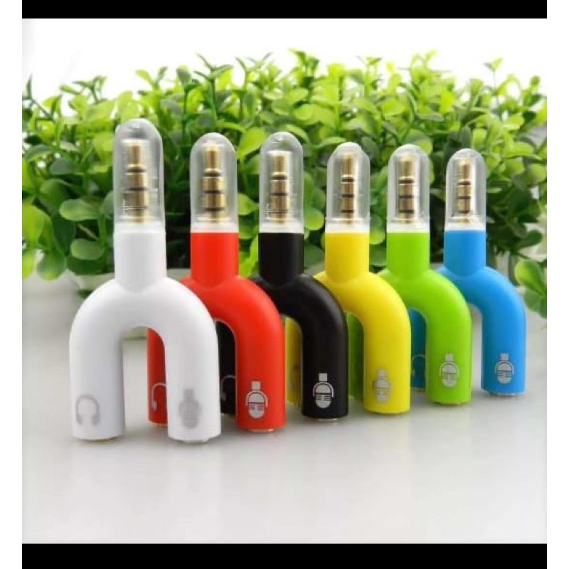 Jual [SH-170] Audio Splitter Jack 3.5mm to dual female U Shape 2in1 ...