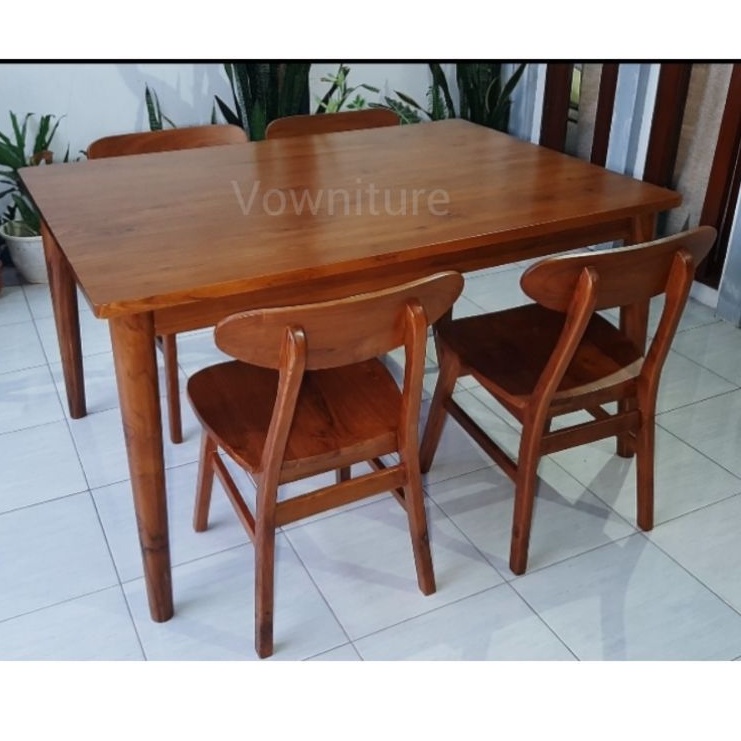 Jual Meja makan jati 4 kursi | Shopee Indonesia
