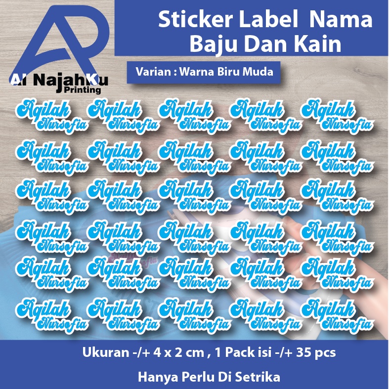 Jual Sticker sablon Label Nama Kain Baju Kaos Sablon Setrika Sticker ...