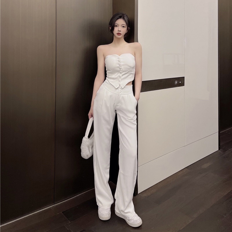 Jual Yoon Set (Korean Tube Top Pants Set Import) | Shopee Indonesia