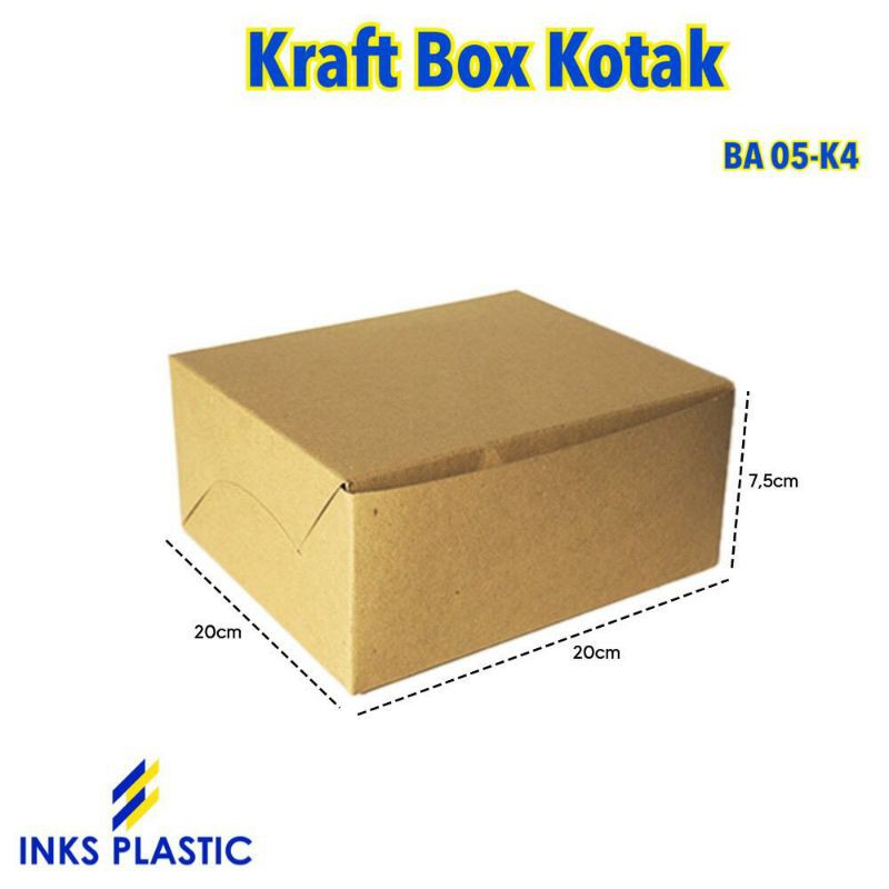 Jual KRAFT BOX KOTAK 20 X 20 X 7,5 CM ( ISI 10 ) | Shopee Indonesia