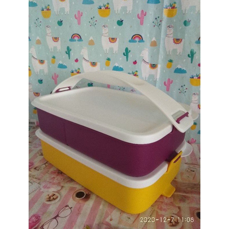 Jual rantang click to go 2 susun tupperware 900ml rantang bersekat 2 ...