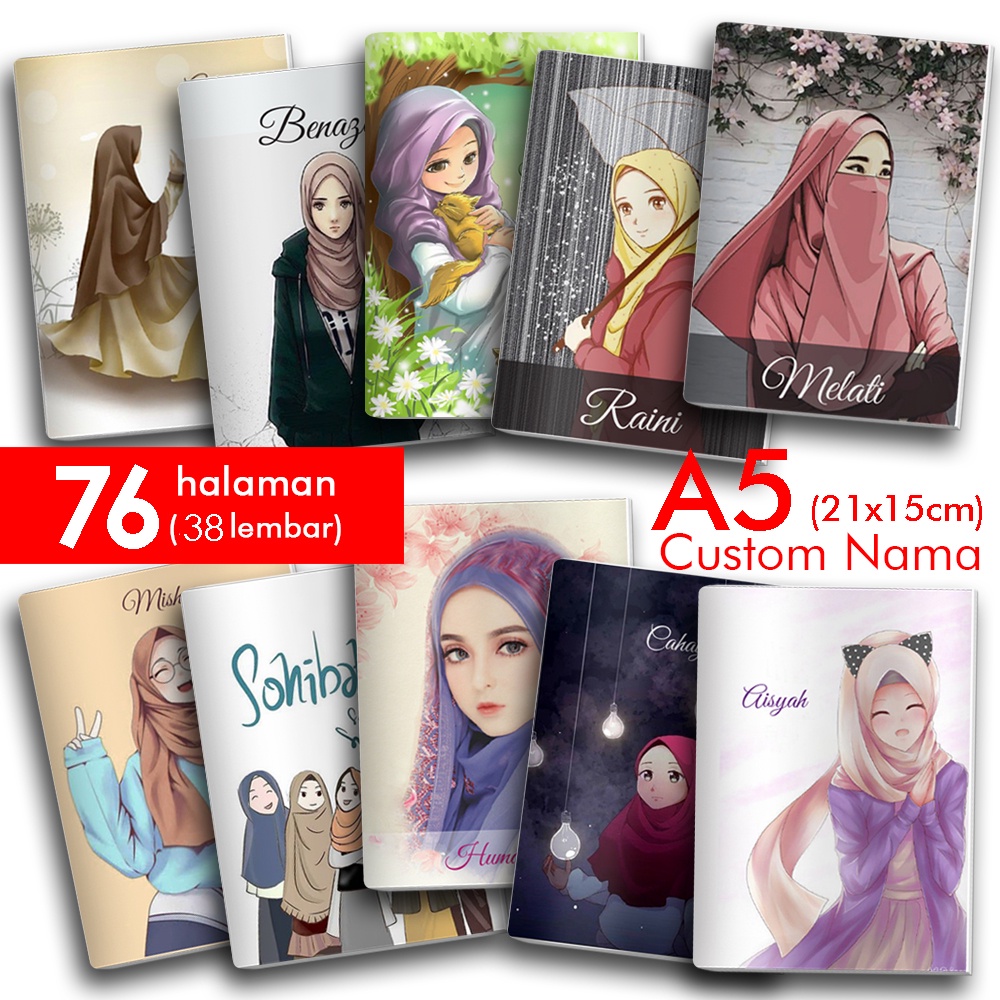 Jual Notebook Muslim Hijab Buku Catatan Hijaber Muslimah Bergaris ...