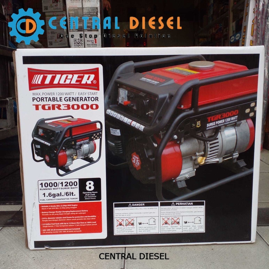 Jual Genset/ Portable gasoline Generator Tiger TGR3000 1200 watt bensin ...