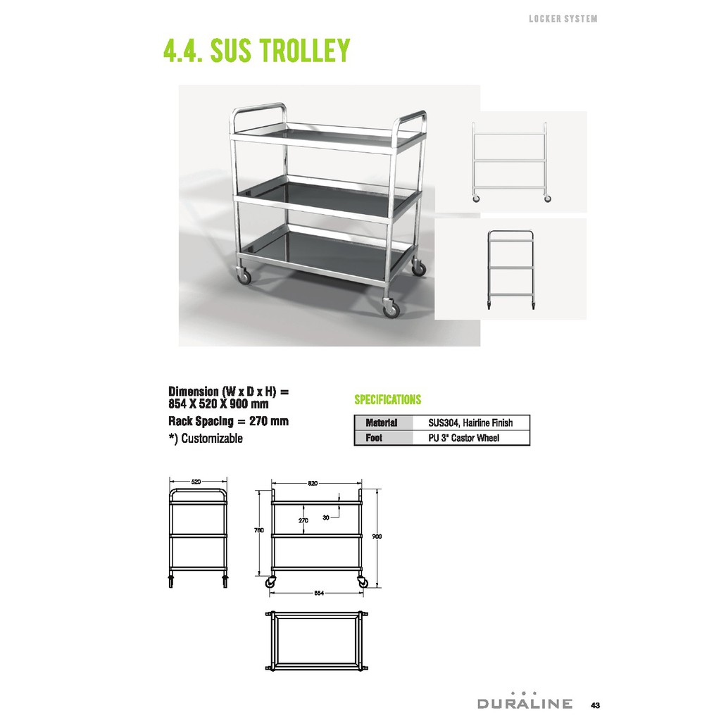 Jual DURALINE LABORATORY SUS TROLLEY | Shopee Indonesia
