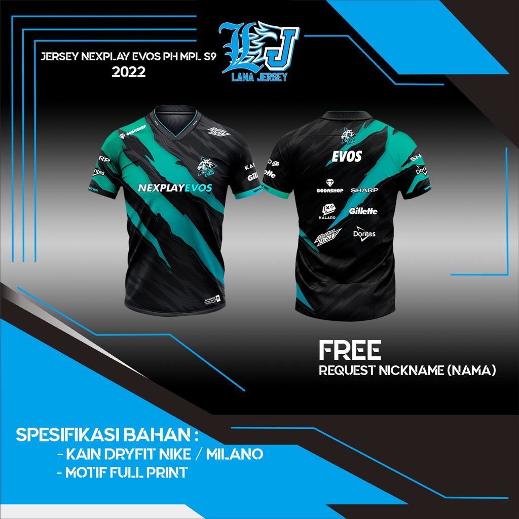 Jual JERSEY NEXPLAY EVOS PH 2022 MPL S9 (Free Request Nickname ...