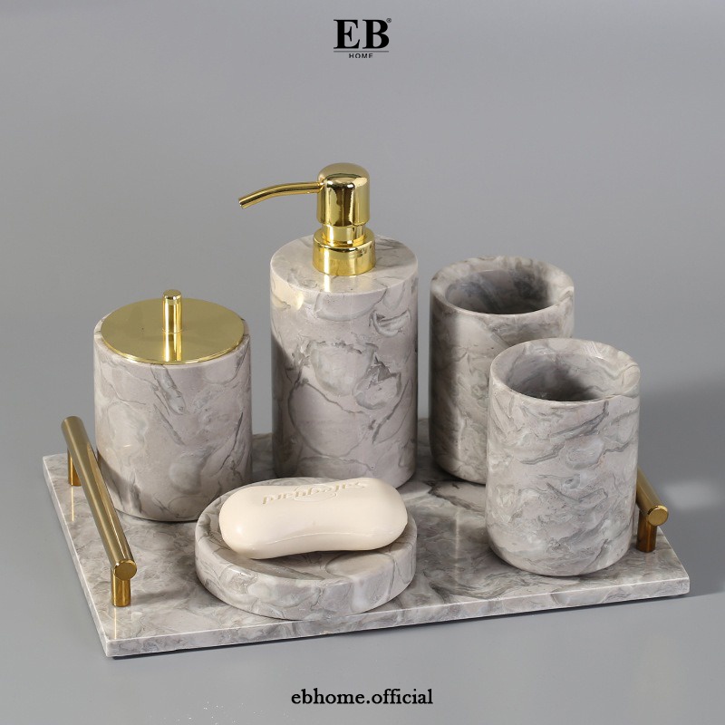 Jual Perlengkapan Kamar Mandi Set / Luxury Marble Bathroom EB HOME 85/3 ...