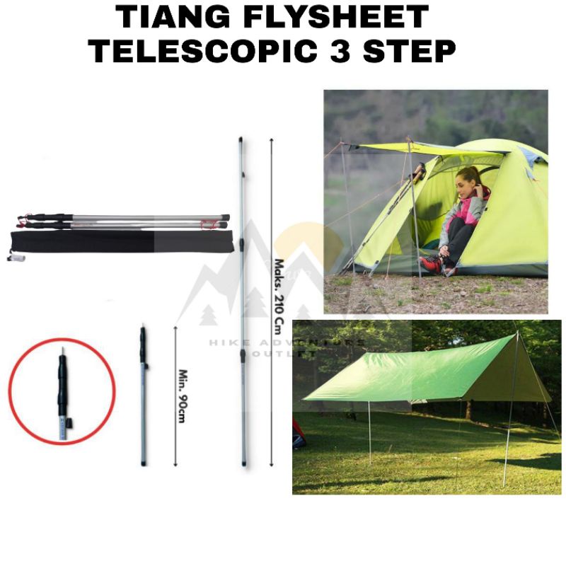 Jual TIANG FLYSHEET TELESCOPIC 3 STEP AWNING POLE FLYSHEET TENDA ...