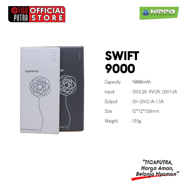 Jual POWERBANK HIPPO 9000 SWIFT (ORIGINAL) | Shopee Indonesia