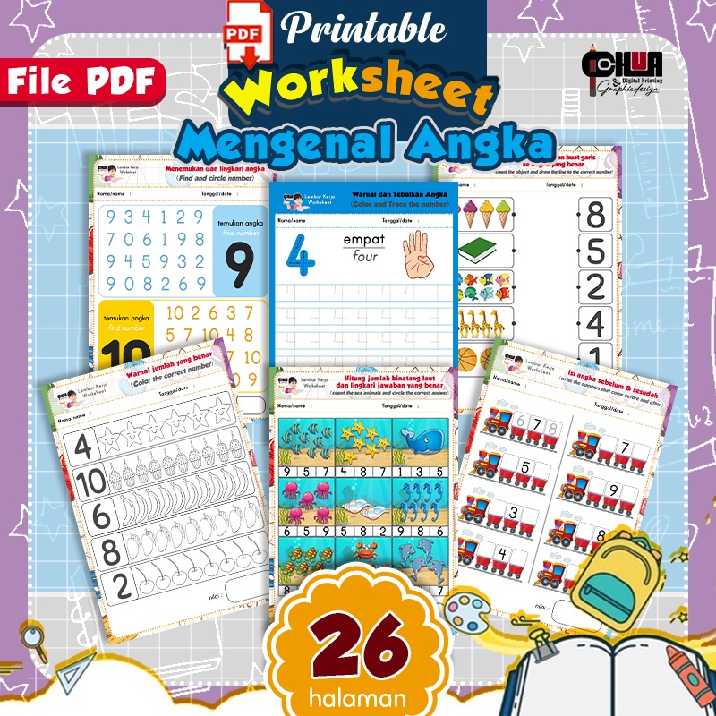 Jual Lembar Kerja Worksheet (file PDF) - Mengenal Angka | Shopee Indonesia