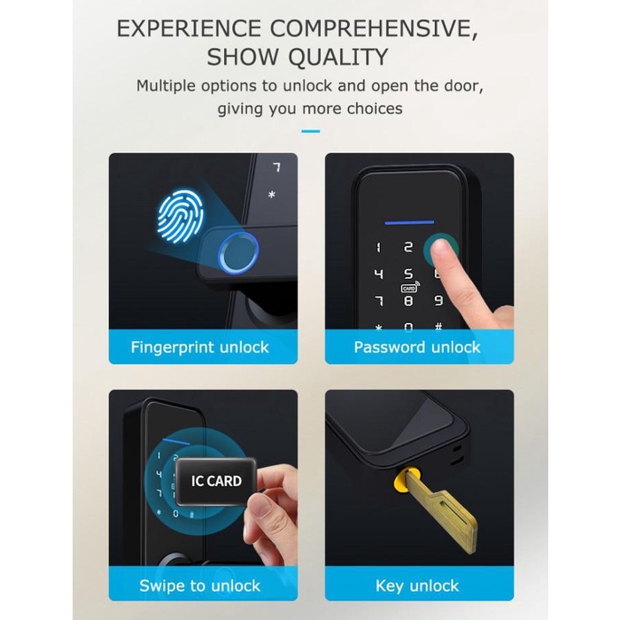 Jual Arbit - Smart Wifi Door Lock With Fingerprint Card Pin Key ...