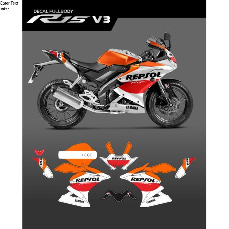 Jual DECAL FULL BODY R15 V3/ STIKER YAMAHA R5 V3 REPSOL STIKER KEREN ...
